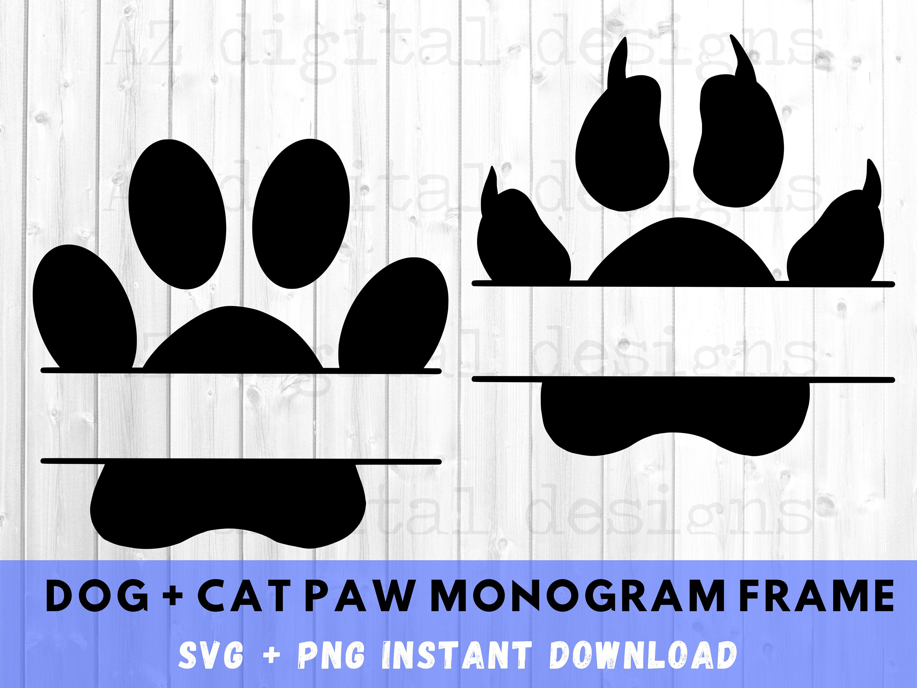 Paw Split Monogram Svg Bundle Cat Paw Svg Dog Paw Svg - Etsy