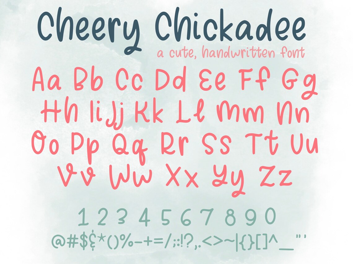 Cheery Chickadee Font a Cute Handwritten Font Quirky Font - Etsy