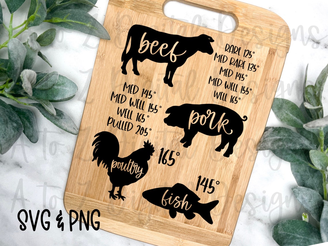 Cooking Temperature Chart Svg Meat Temperatures Svg Cutting - Etsy UK