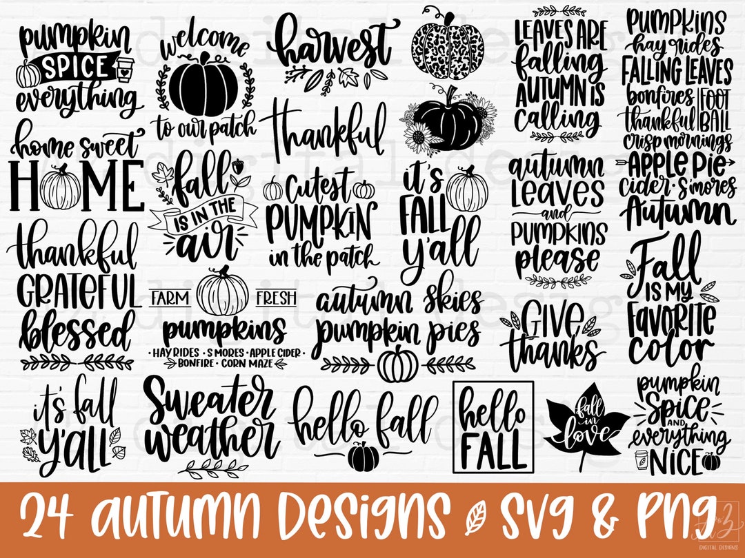 Fall Svg Fall Svg Bundle Hand Lettered Autumn Svg - Etsy