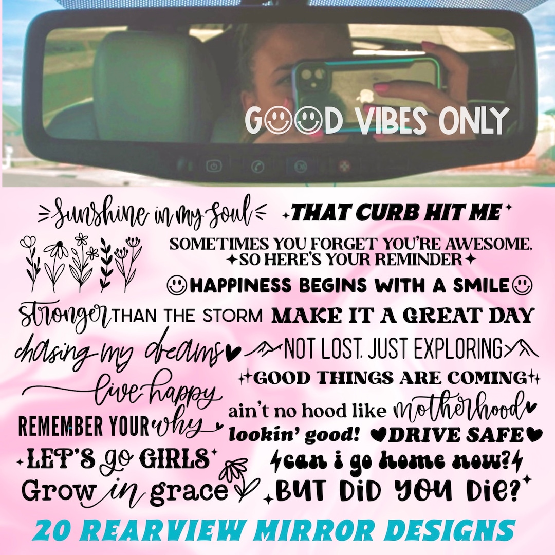 Rearview Mirror Design Svg Bundle, Car Mirror Saying Svg, Mirror Decal ...