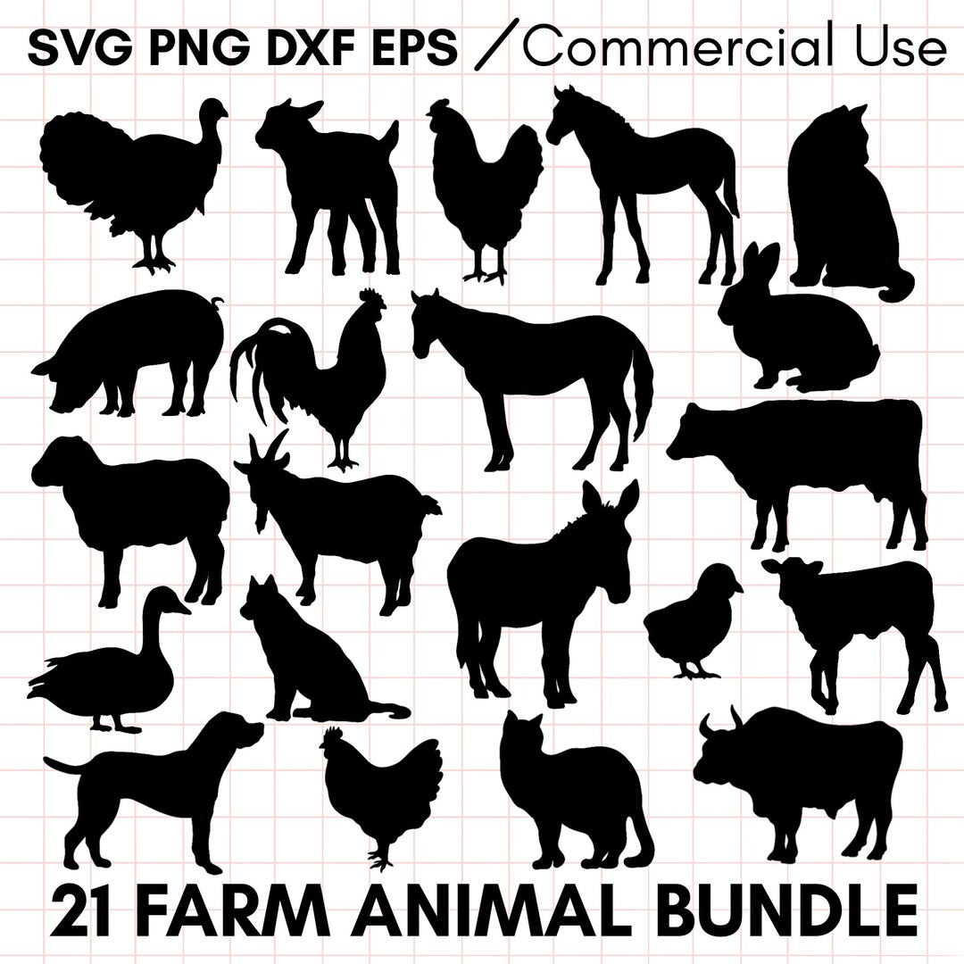 Farm Animal SVG Bundle, Farm Svg, Farmer Svg, Animal Silhouette Svg ...