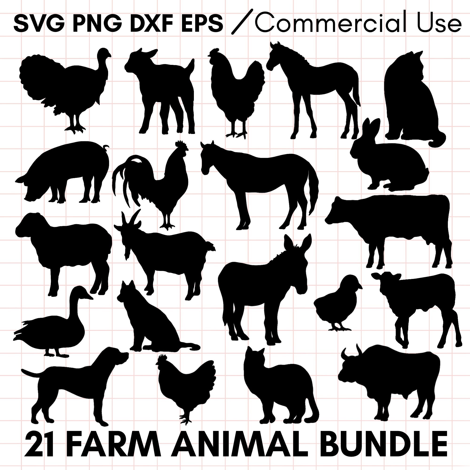 Farm Animal SVG Bundle, Farm Svg, Farmer Svg, Animal Silhouette Svg ...