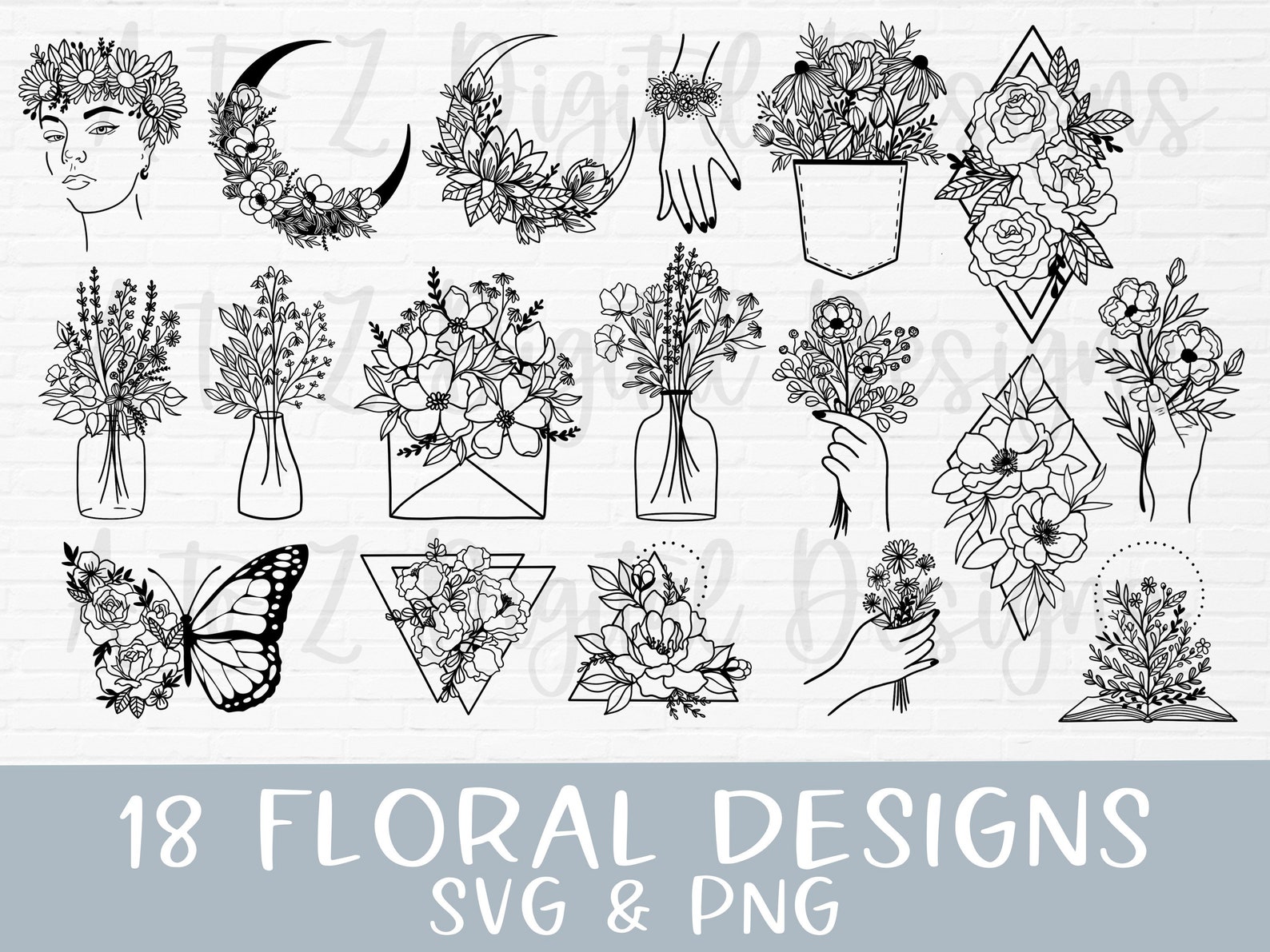 Floral Svg Bundle Flower Svg Wildflower Svg Bouquet Svg - Etsy