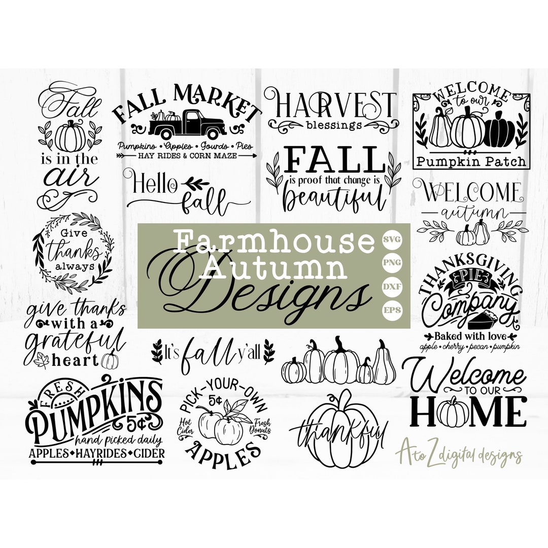 Rustic Farmhouse Fall Svg Bundle, Autumn Sign Svg, Fall Svg, Pumpkin ...