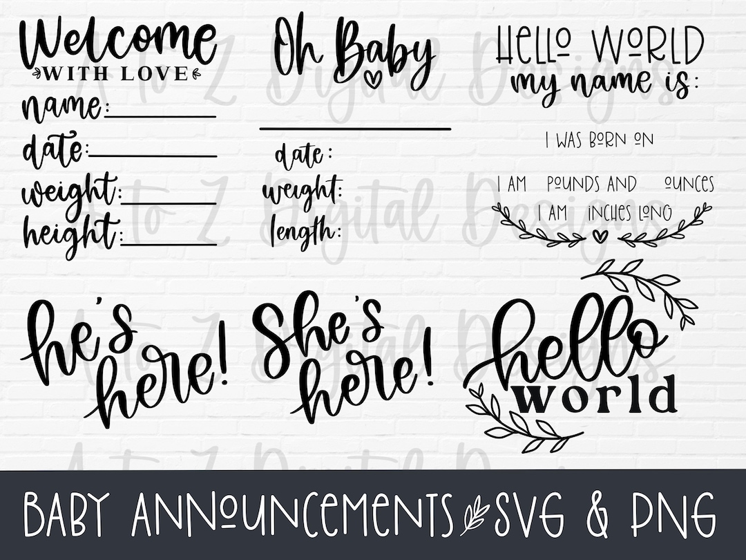 Baby Announcement Svg | Baby Stat Sign Svg | Hello World Svg | Welcome ...