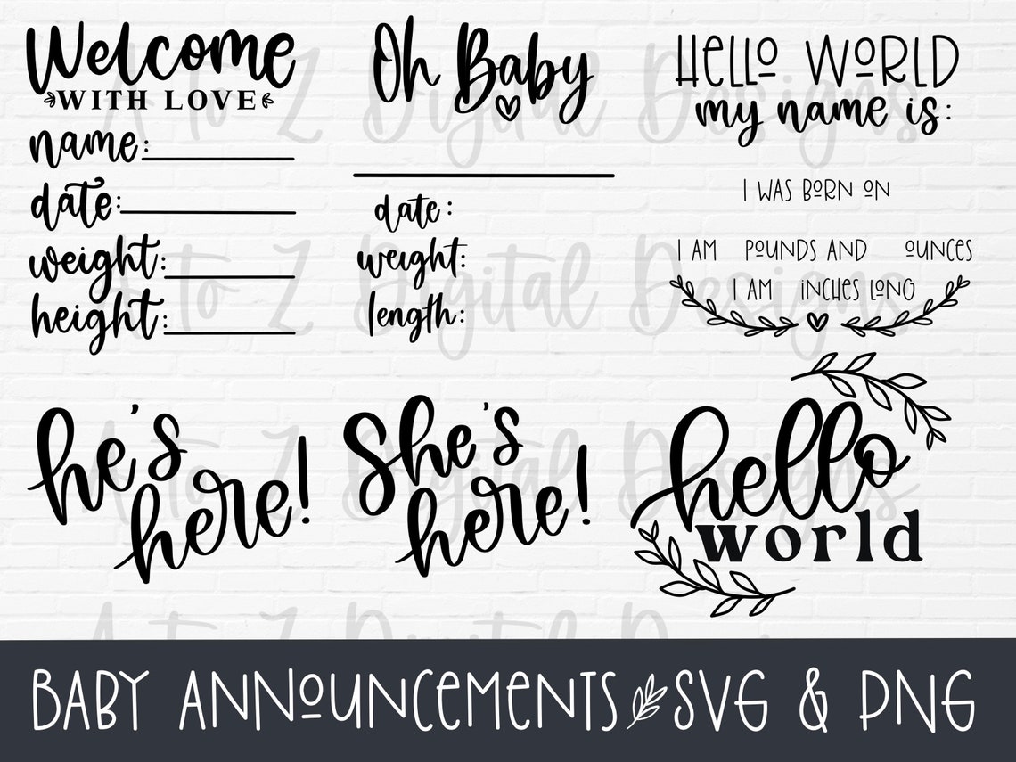 Baby Announcement Svg Baby Stat Sign Svg Hello World Svg - Etsy
