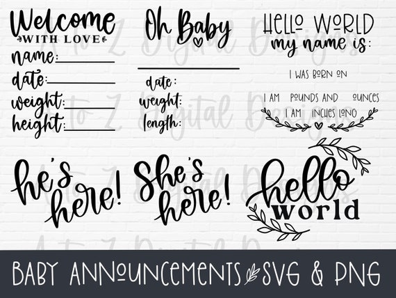 Baby Announcement Svg Baby Stat Sign Svg Hello World Svg - Etsy UK