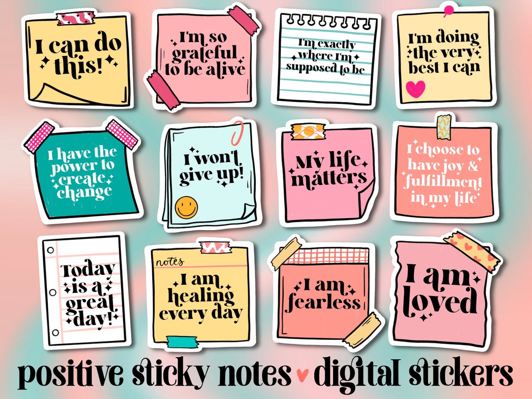 Affirmations Sticky Notes Png Printable Stickers - Etsy UK