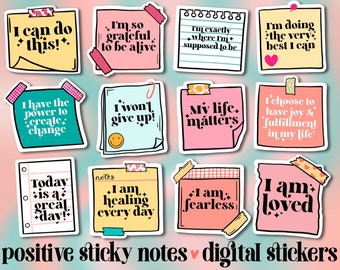Affirmations Sticky Notes Png Printable Stickers - Etsy