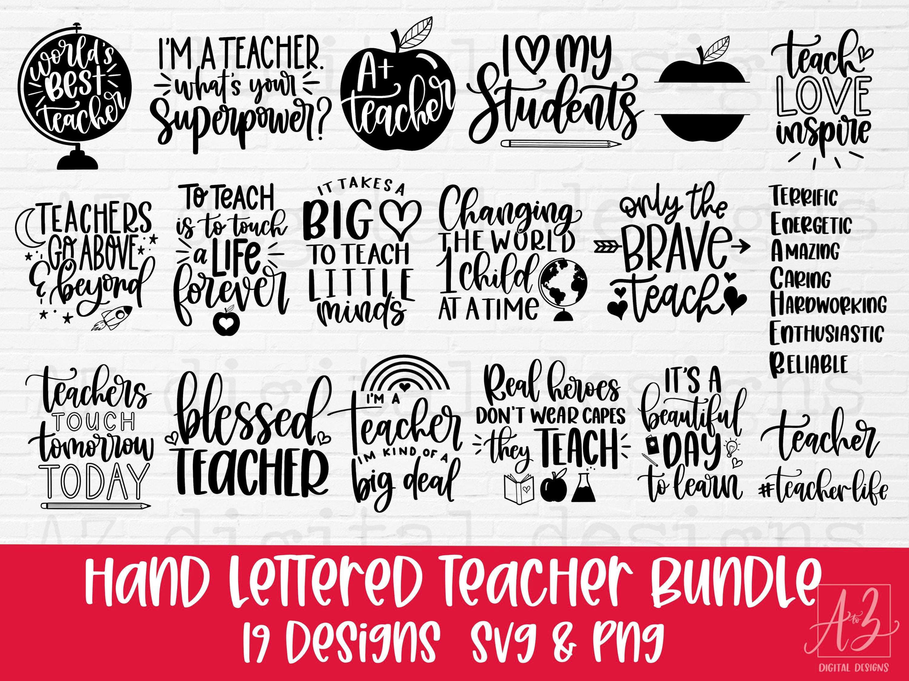 Teacher Svg Bundle Hand Lettered Teacher Svg Teacher Shirt - Etsy