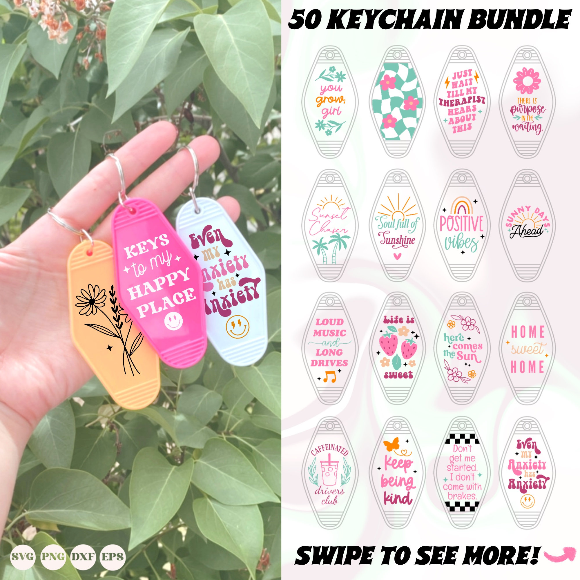 50 Motel Keychain Svg Design Bundle, Motel Keychain Png, Keychain Svg ...