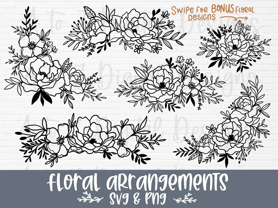 Flower Svg Bundle Floral Arrangement Svg Floral Svg - Etsy