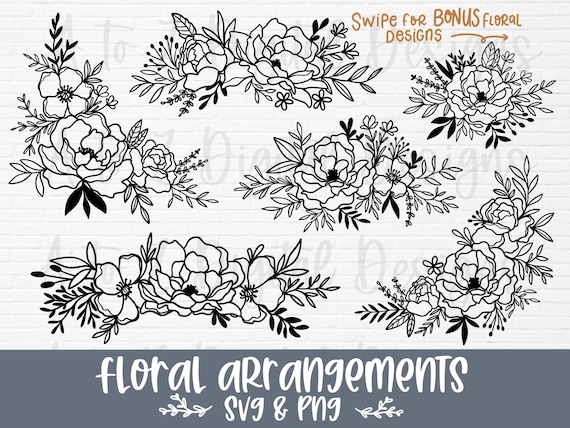 Flower Svg Bundle Floral Arrangement Svg Floral Svg - Etsy