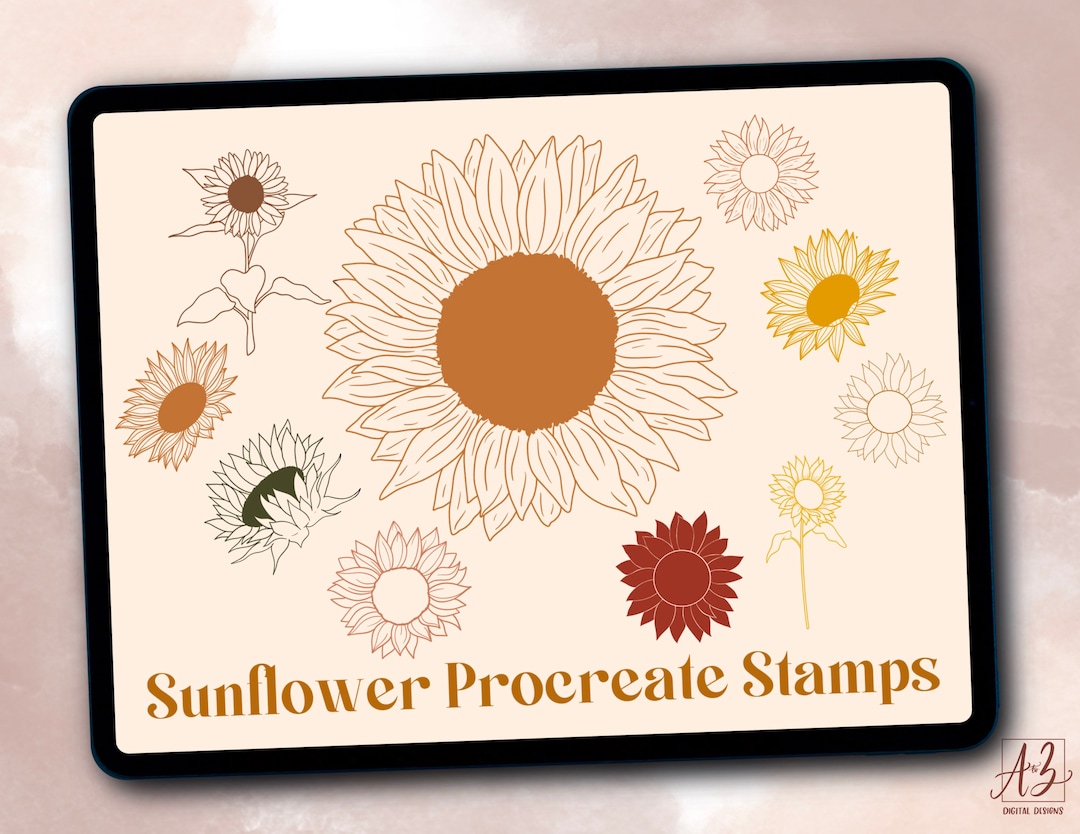 Sunflower Procreate Stamps | 10 Sunflowers Procreate Brushes | Floral ...