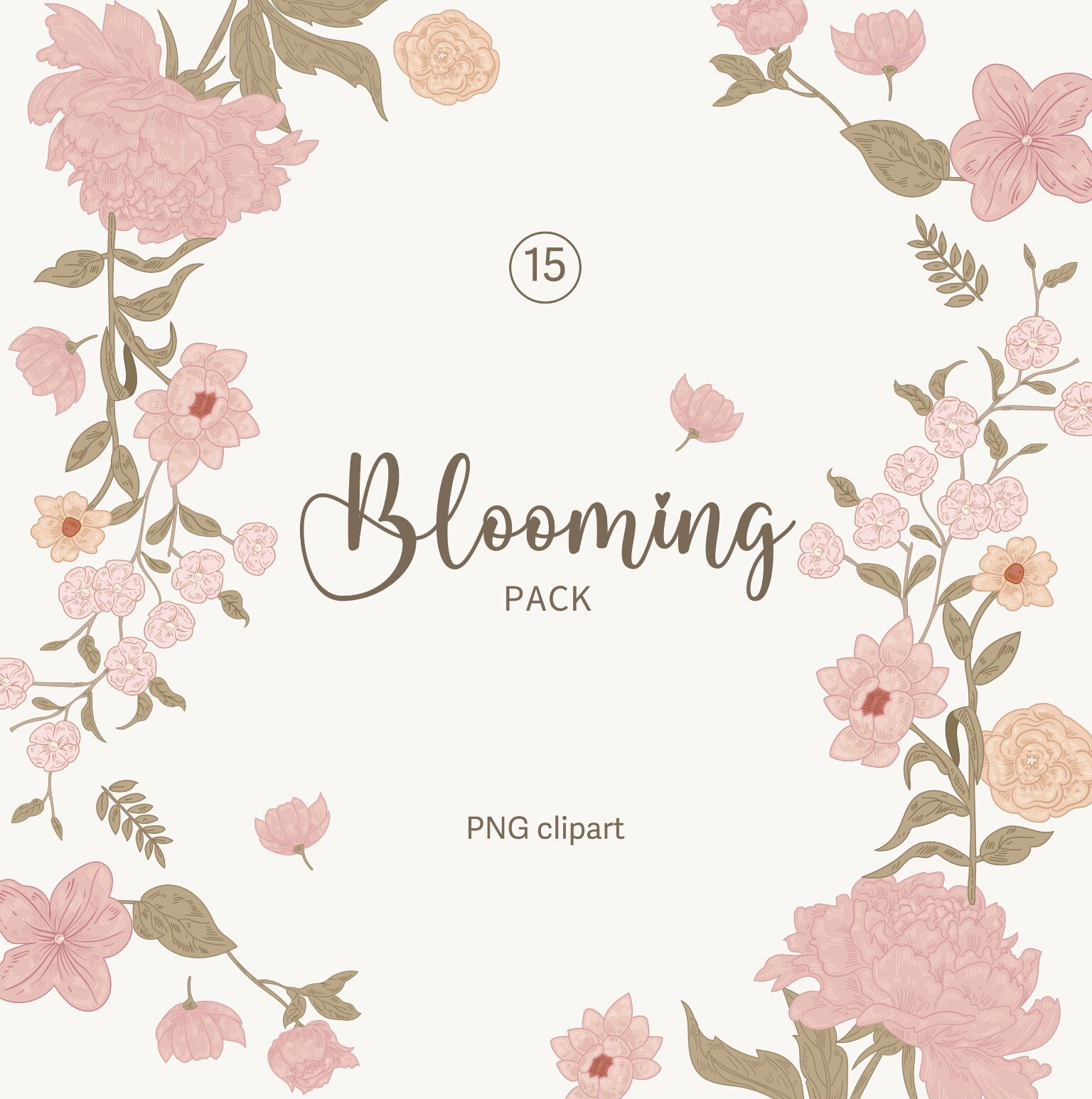 Blooming Flower Clipart Floral Pack Png Bundle Flower Bouquet ...