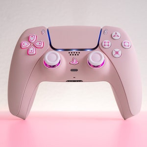 Pink PS5 Controller LED Mod With White Backlit Buttons Custom Wireless ...