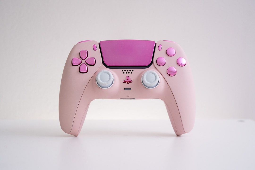 Custom PS5 Controller Sakura Pink Mod With Chrome Pink Buttons and ...