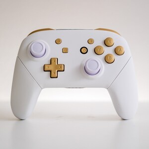 Nintendo Switch Pro Controller Mod White With Brushed Gold Buttons ...