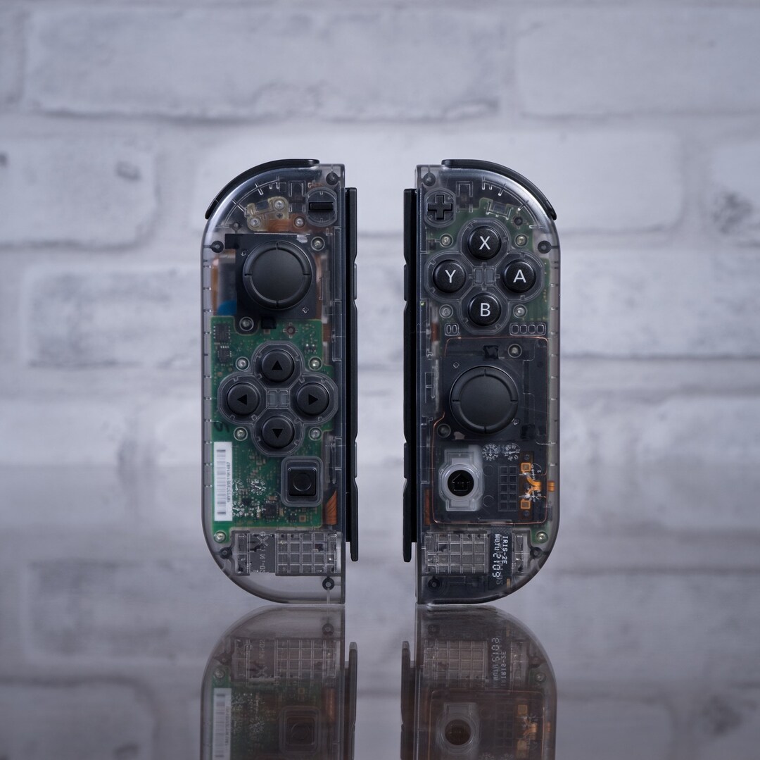 Custom Joycons Smoke Clear Shells With Black Buttons Nintendo Switch ...