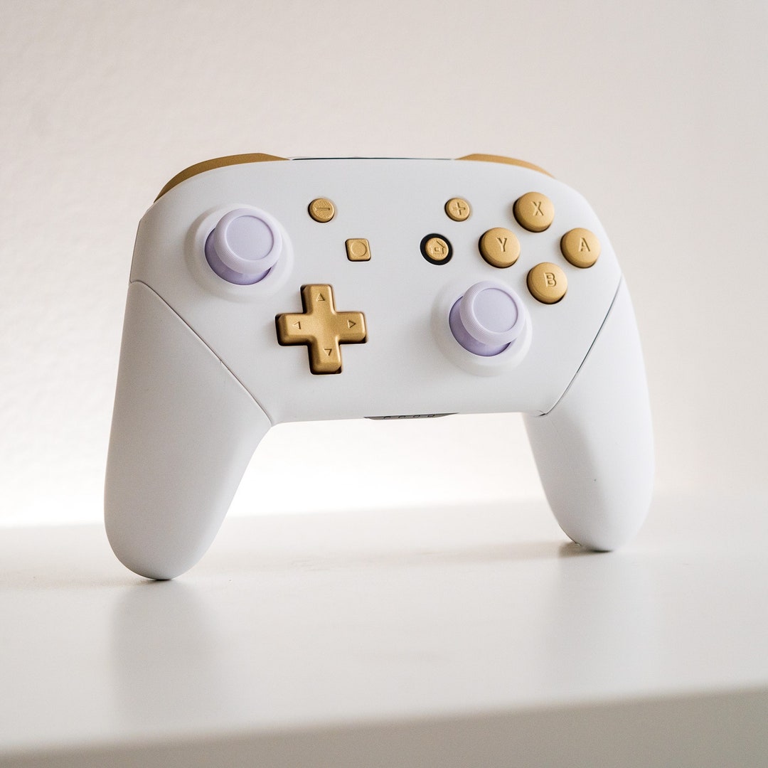 Nintendo Switch Pro Controller Mod White With Brushed Gold Buttons ...