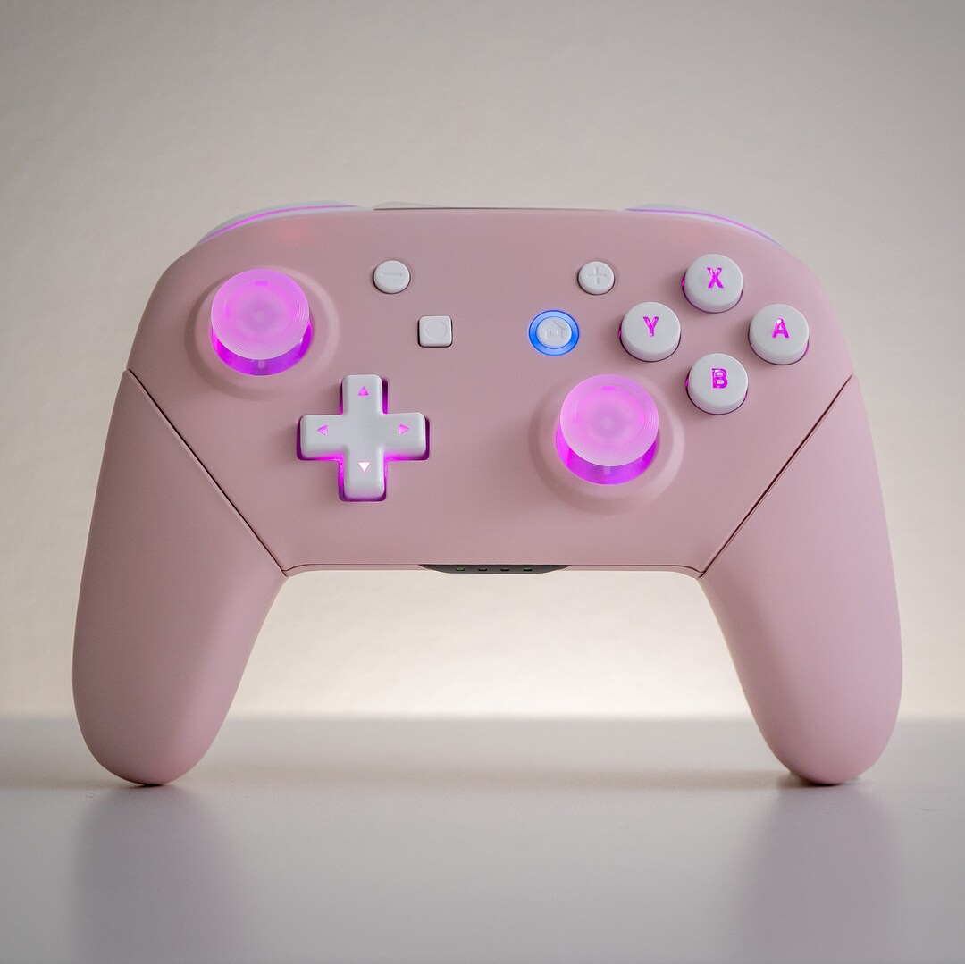 Pink Switch Pro-controller LED Mod With White Backlit Buttons and Clear ...