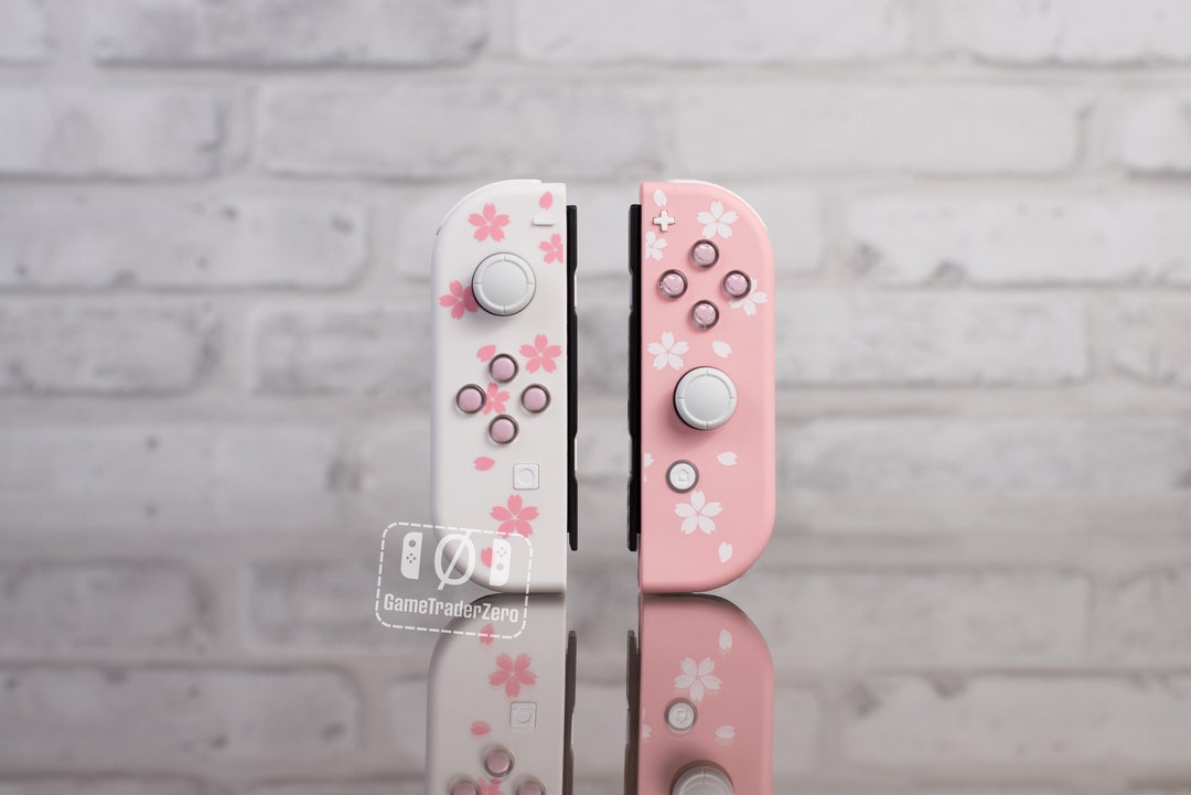 Joy-cons Sakura Flowers With Pink Hearts Candy Buttons Pink and White ...
