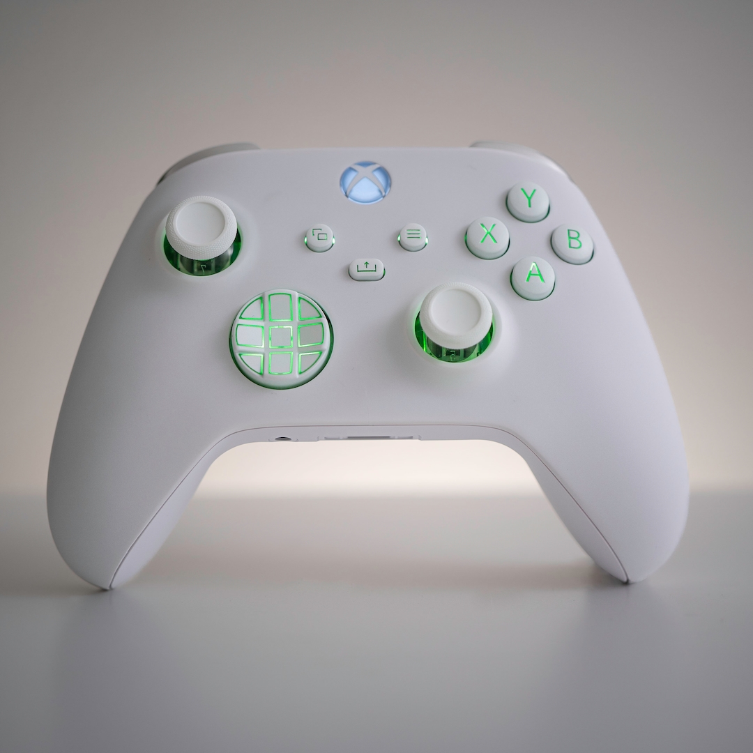 Custom Xbox Controller LED Mod White With White Backlit Buttons for ...