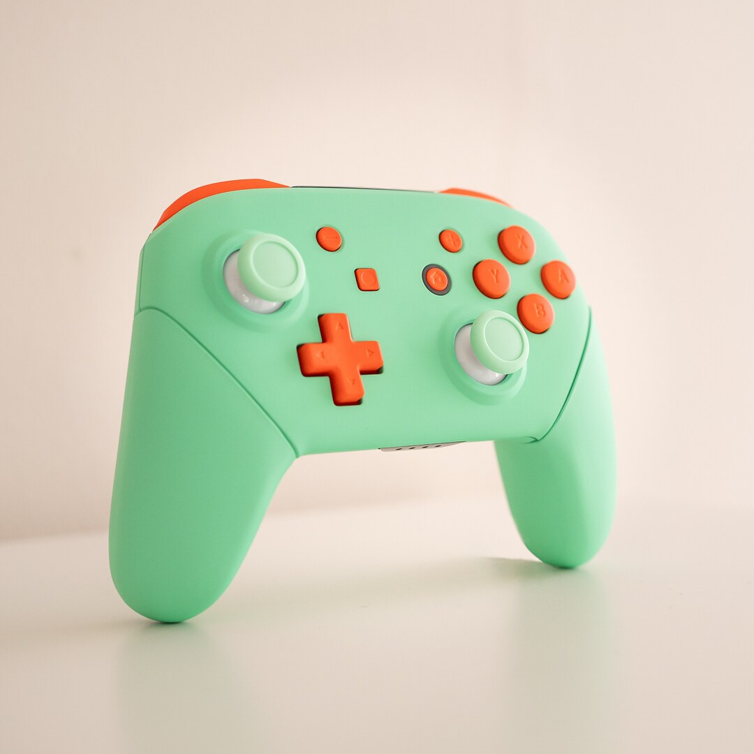 Custom Nintendo Switch Pro Controller in Mint With Coral Buttons - Etsy