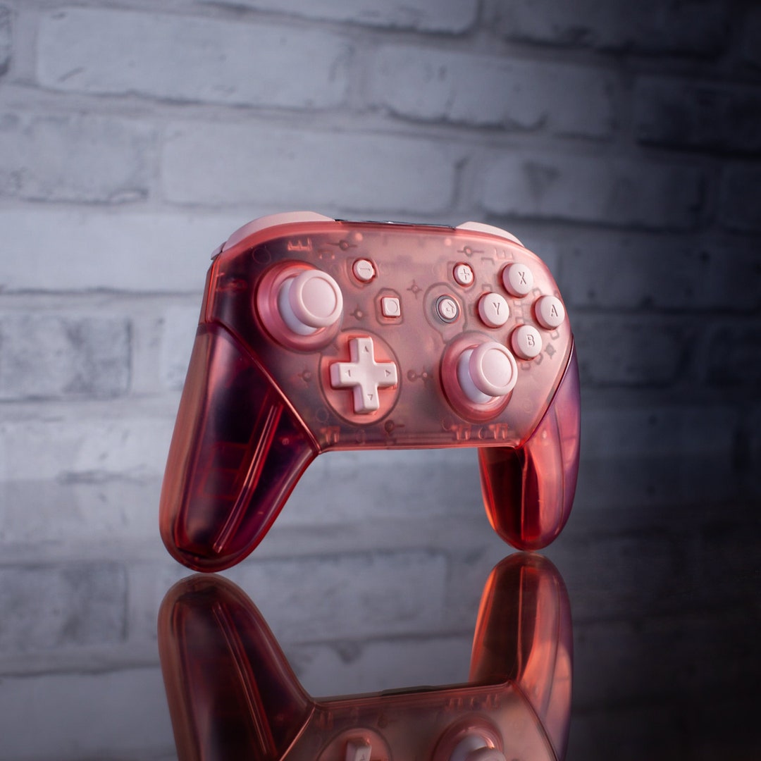 Cherry Pink Nintendo Switch Pro Controller Mod Clear With Pink - Etsy