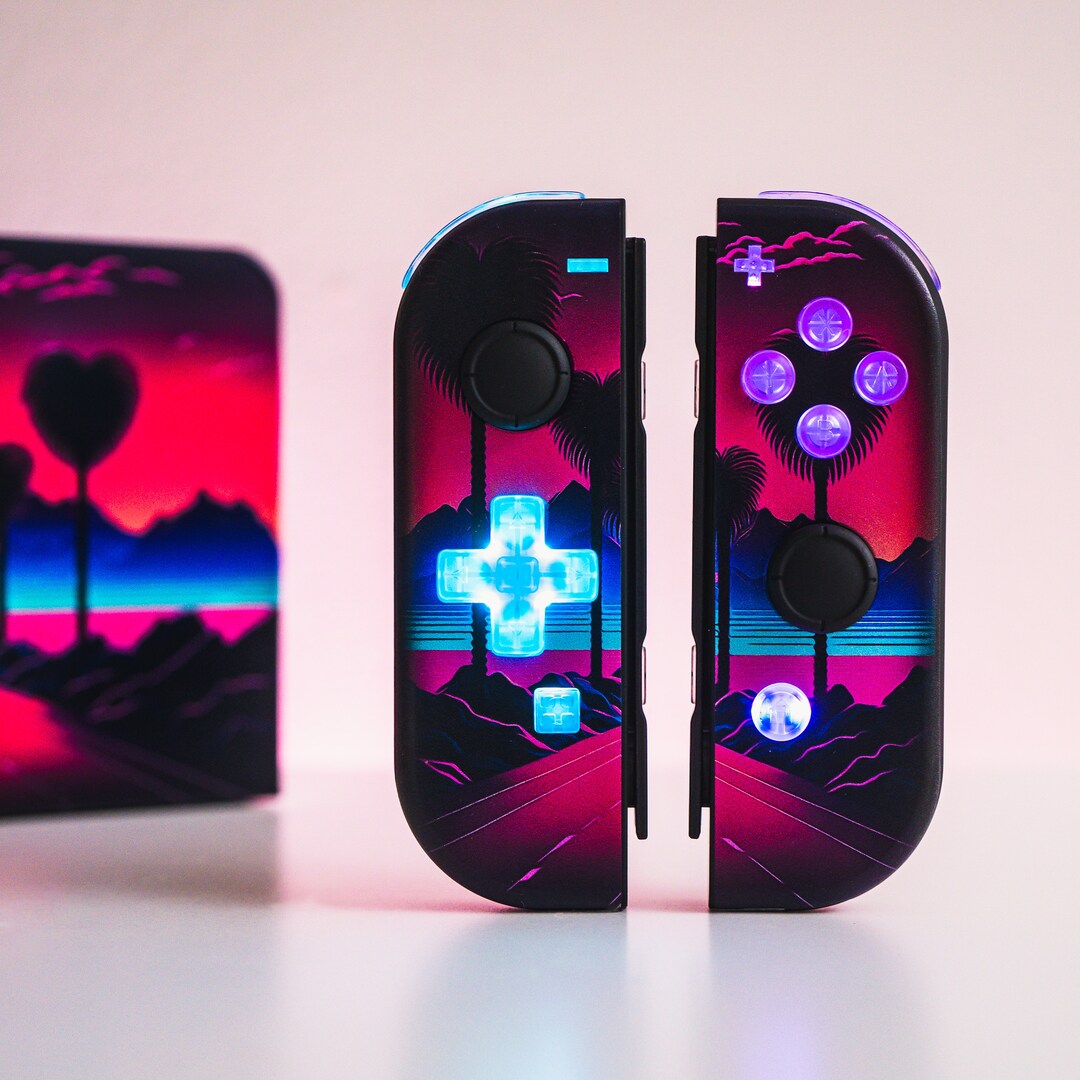 Synthwave Joy-cons With LED Backlit Buttons Nintendo Switch Joy-con ...