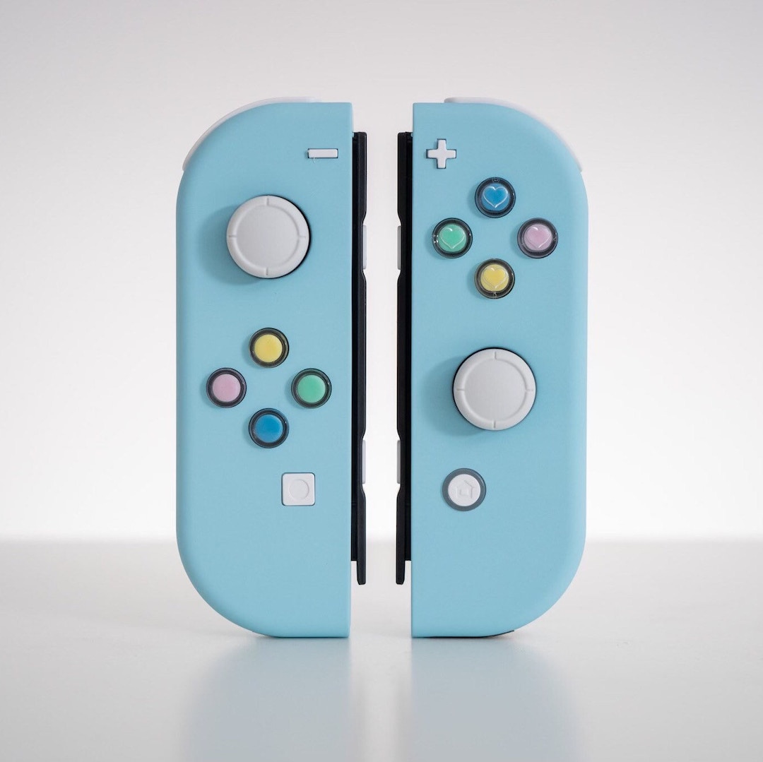 Pastel Blue Joy-cons Mod With Pastel Hearts Buttons Nintendo Switch ...
