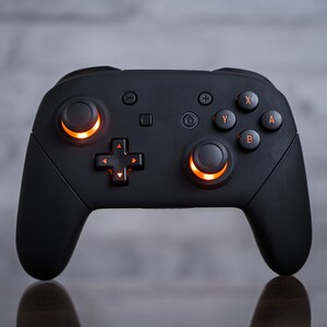 CUSTOM Pro Controller Nintendo SWITCH LED Mod Black on Black Backlit ...
