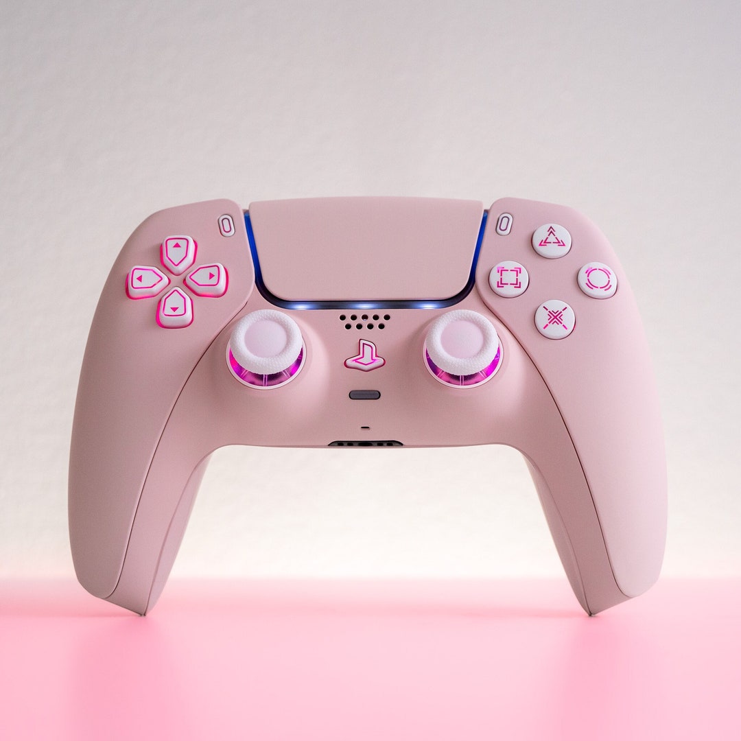 Pink PS5 Controller LED Mod With White Backlit Buttons Custom Wireless ... Pink PS5 Controller LED Mod With White Backlit Buttons Custom Wireless ...