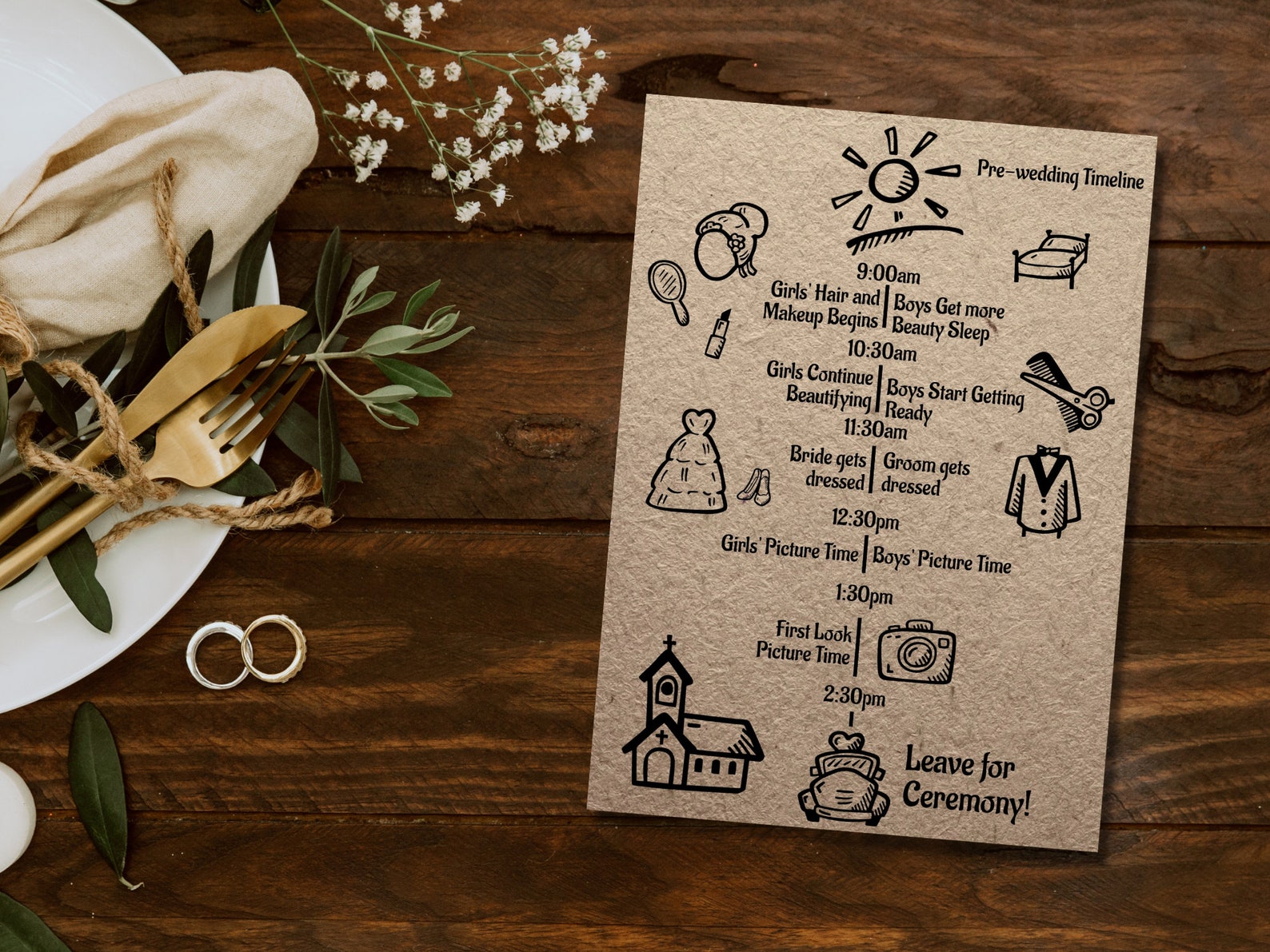 Fun Rustic Wedding Program, Quirky Cute Script Writing, Day of Wedding ...
