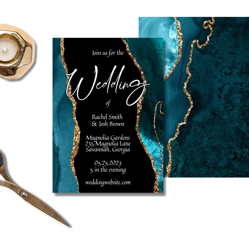 Teal Invitations - Etsy