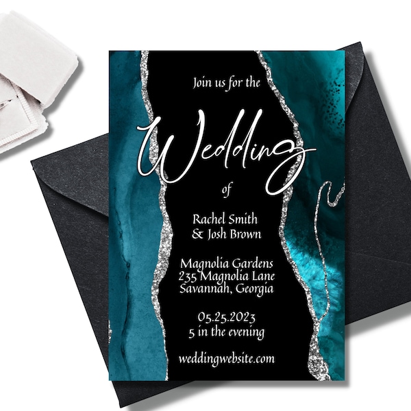 Orange Teal Invitation - Etsy