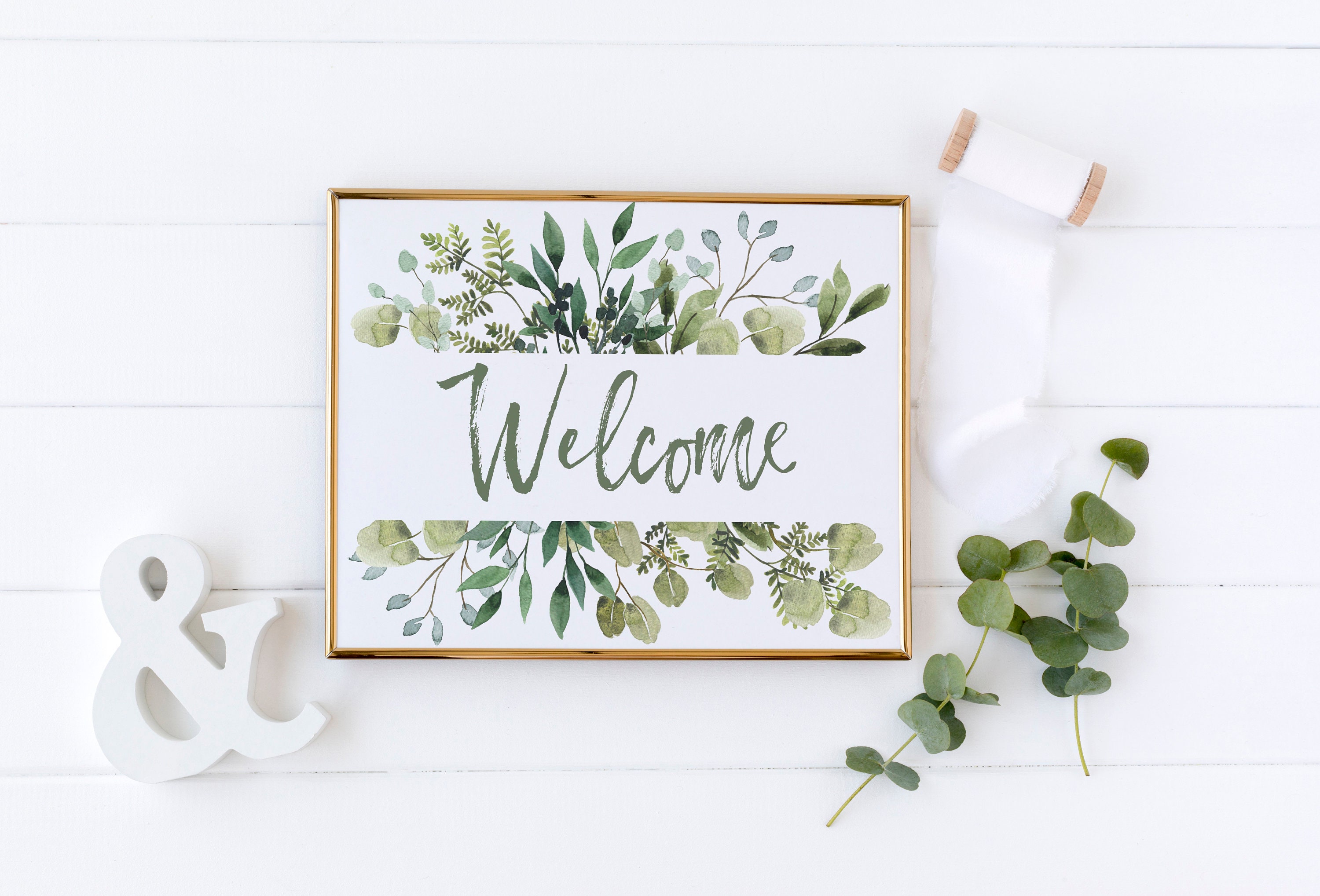 Wedding Welcome Sign Templates Greenery Eucalyptus Decor | Etsy