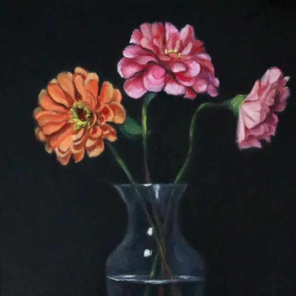 Zinnia Painting - Etsy