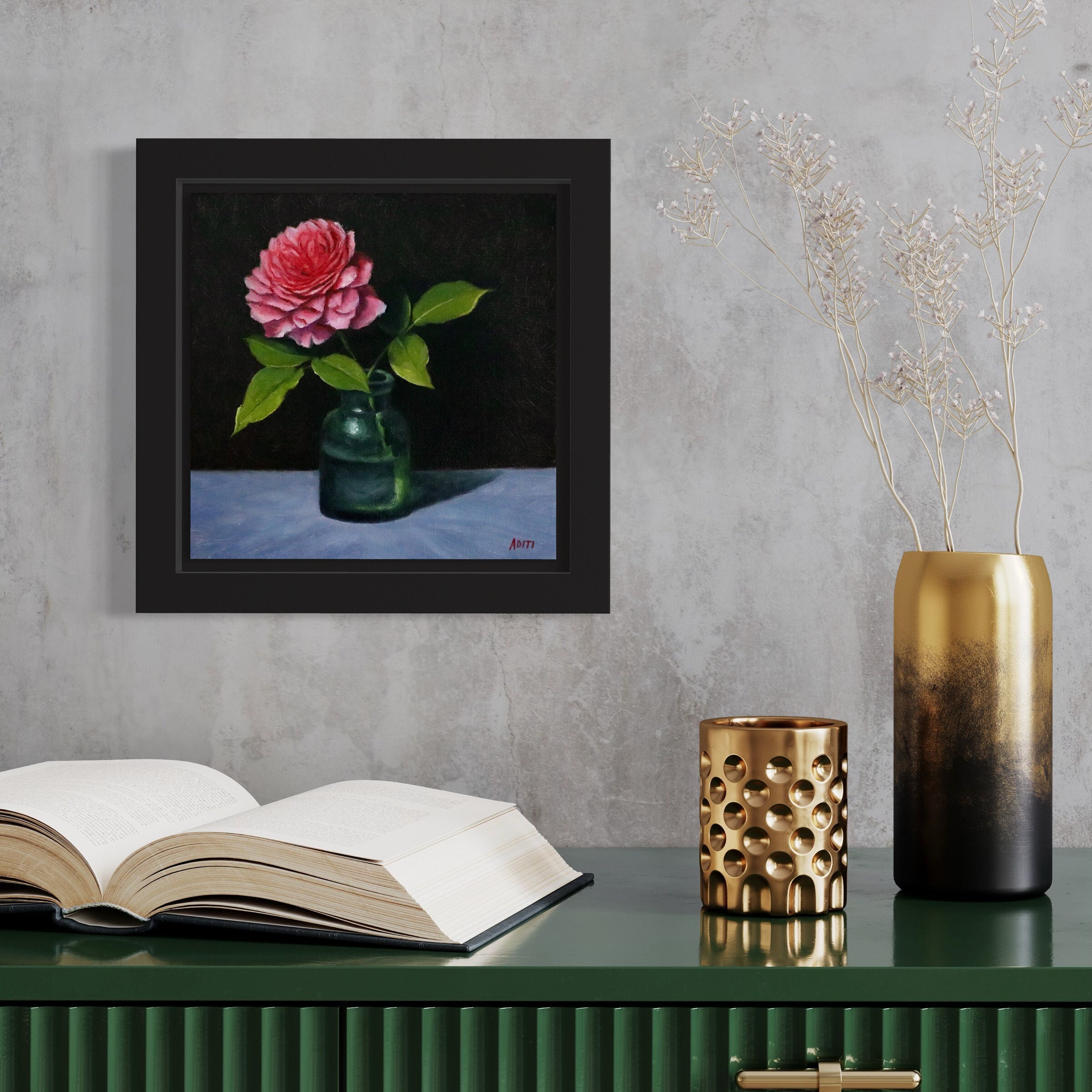 Rose Painting on Linen Panel, Contemporary Art, Original Artwork - Etsy