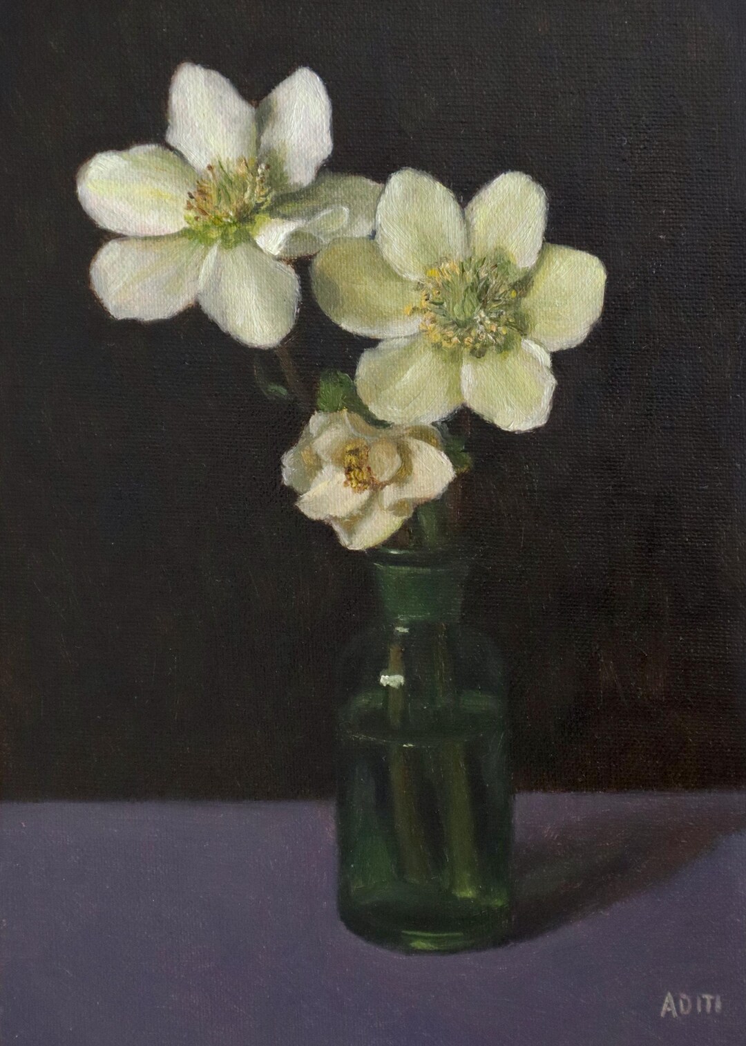 Hellebore Lenten Rose Oil Painting Canvas - Etsy