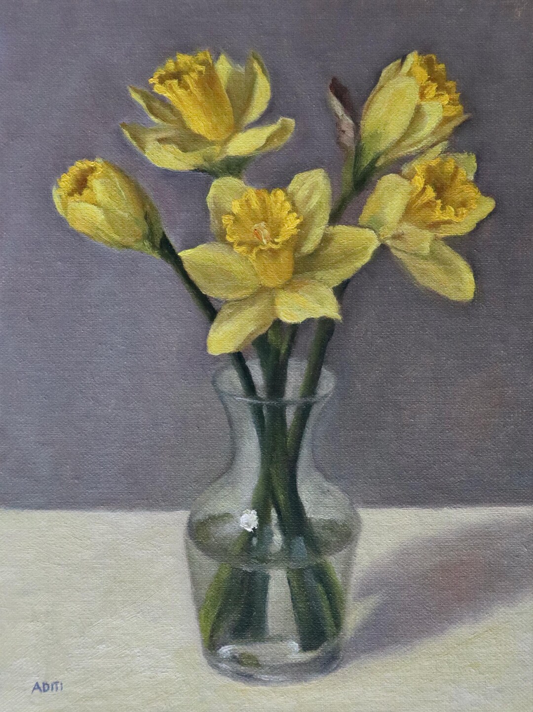 Daffodil Artwork Floral Still Life Painting on Canvas Garden Wall Art ...