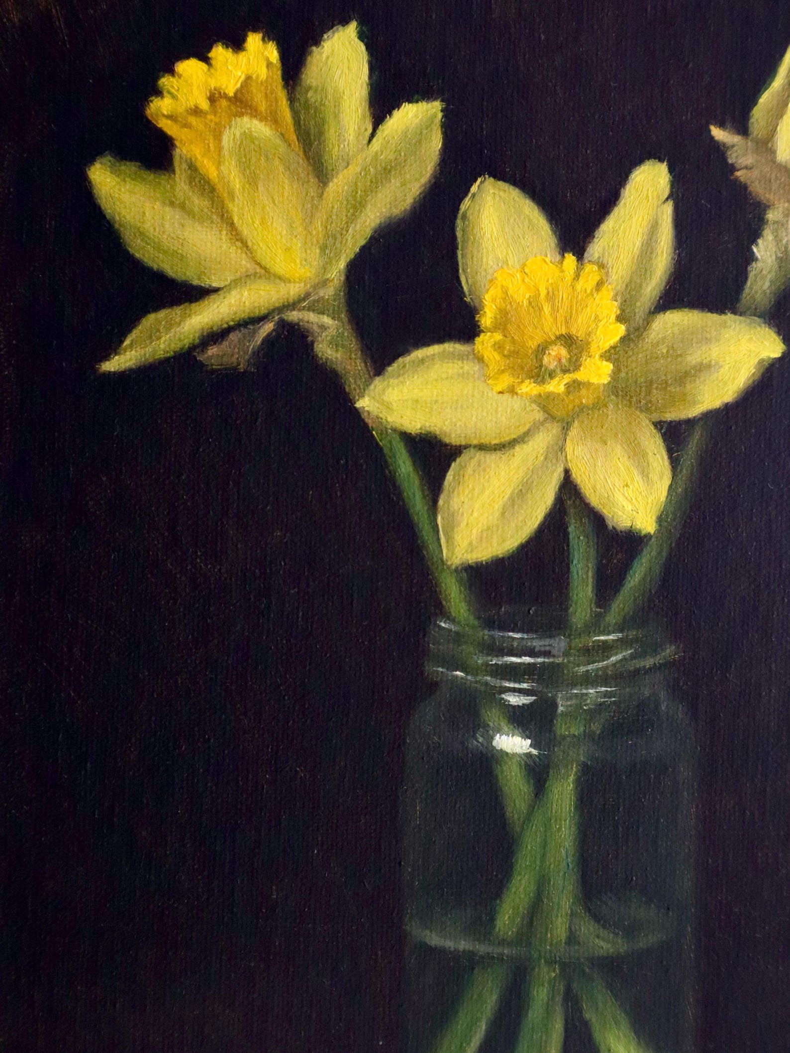 Daffodil Artwork Floral Still Life Painting on Canvas Garden Wall Art ...