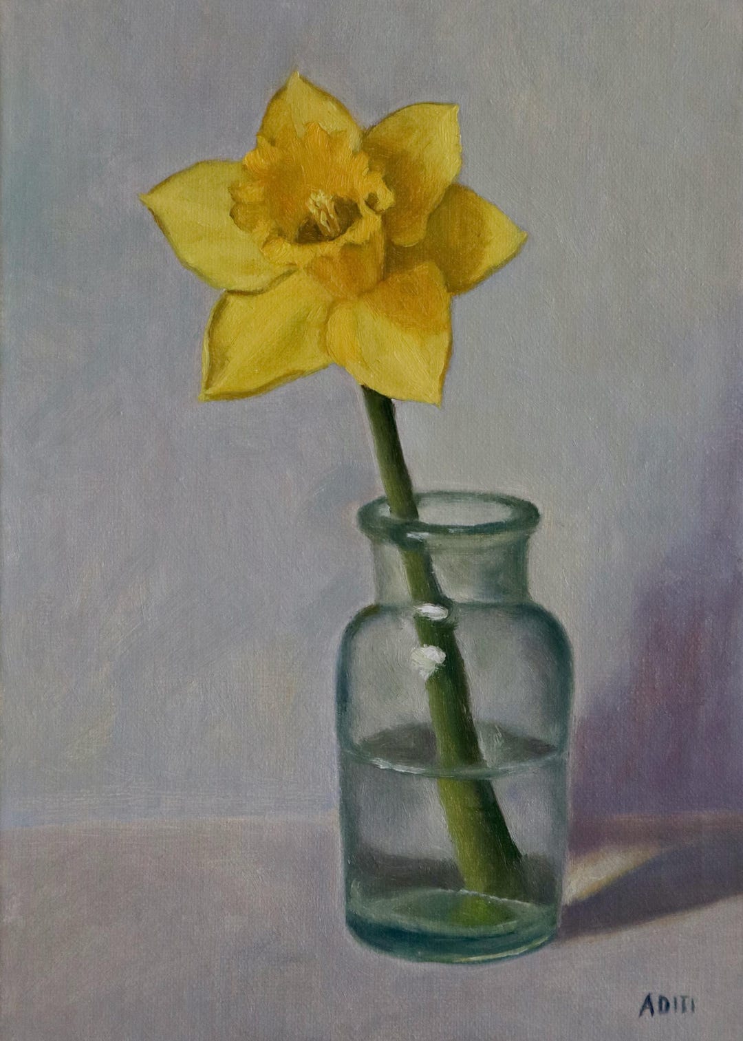 Daffodil Artwork Floral Still Life Painting on Canvas Garden Wall Art ...