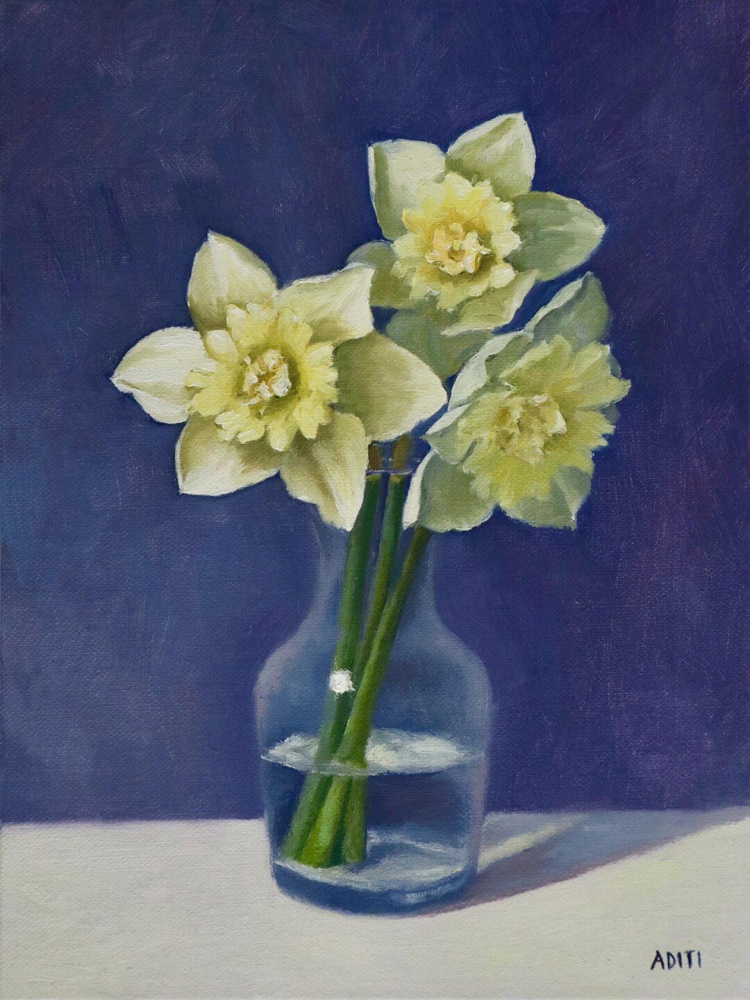 Daffodil Artwork Floral Still Life Painting on Canvas Garden Wall Art ...