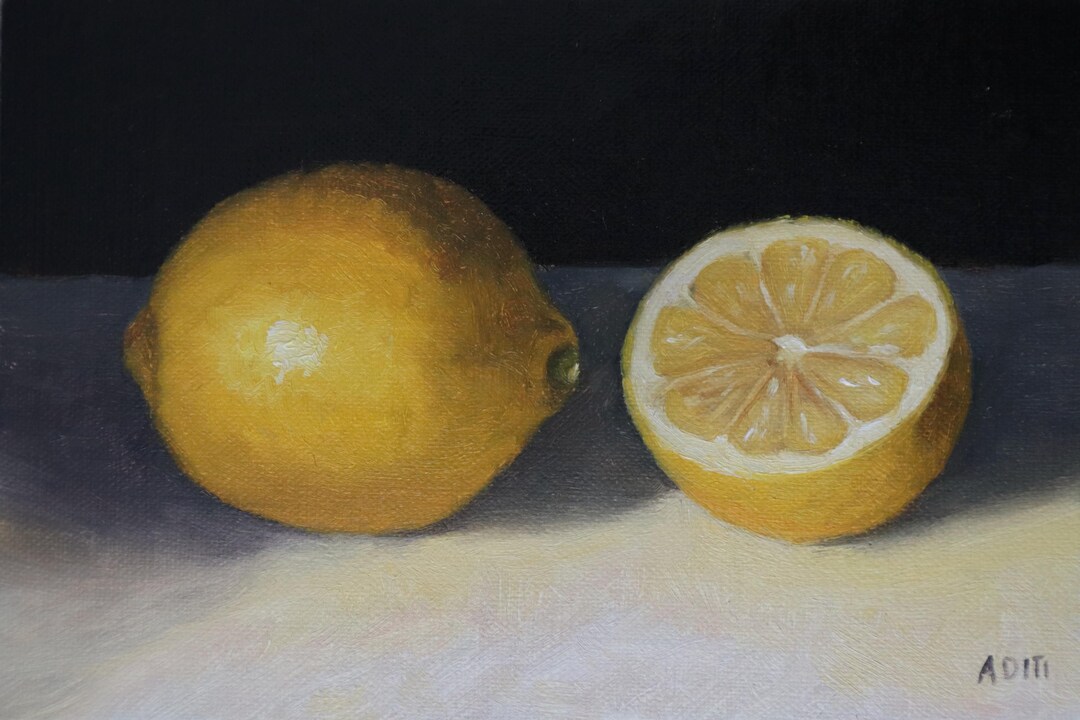 Lemon Oil Painting Still Life Art on Canvas Wall Art Home Decor - Etsy