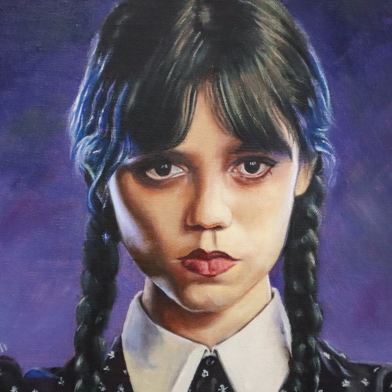 Wednesday Addams Portrait Oil Painting on Canvas - Etsy