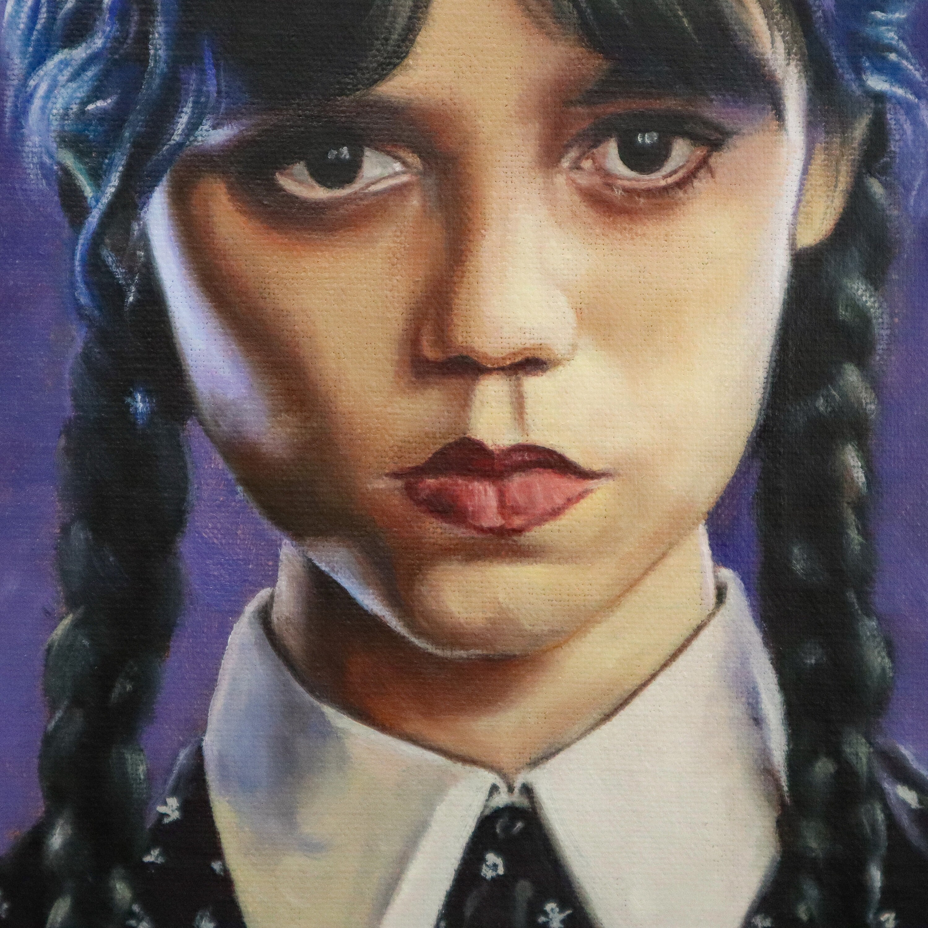 Wednesday Addams Portrait Oil Painting on Canvas - Etsy