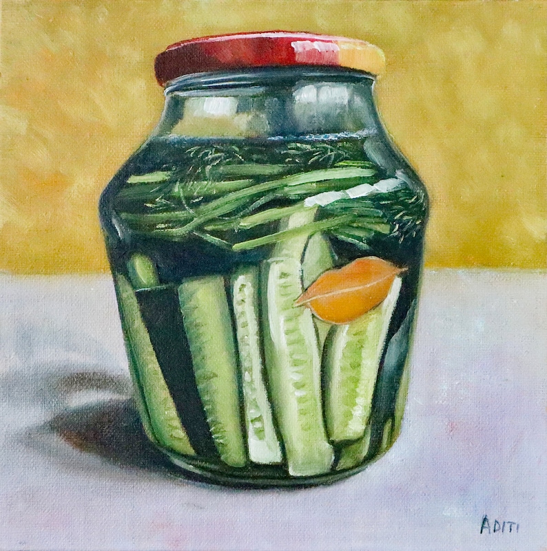 Jar of Pickles Oil Painting on Canvas Limited Edition Fine Art Print - Etsy