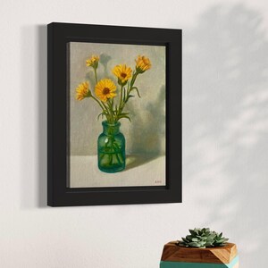 Calendula Artwork Floral Oil Painting Still Life Art on Canvas Wall Art ...